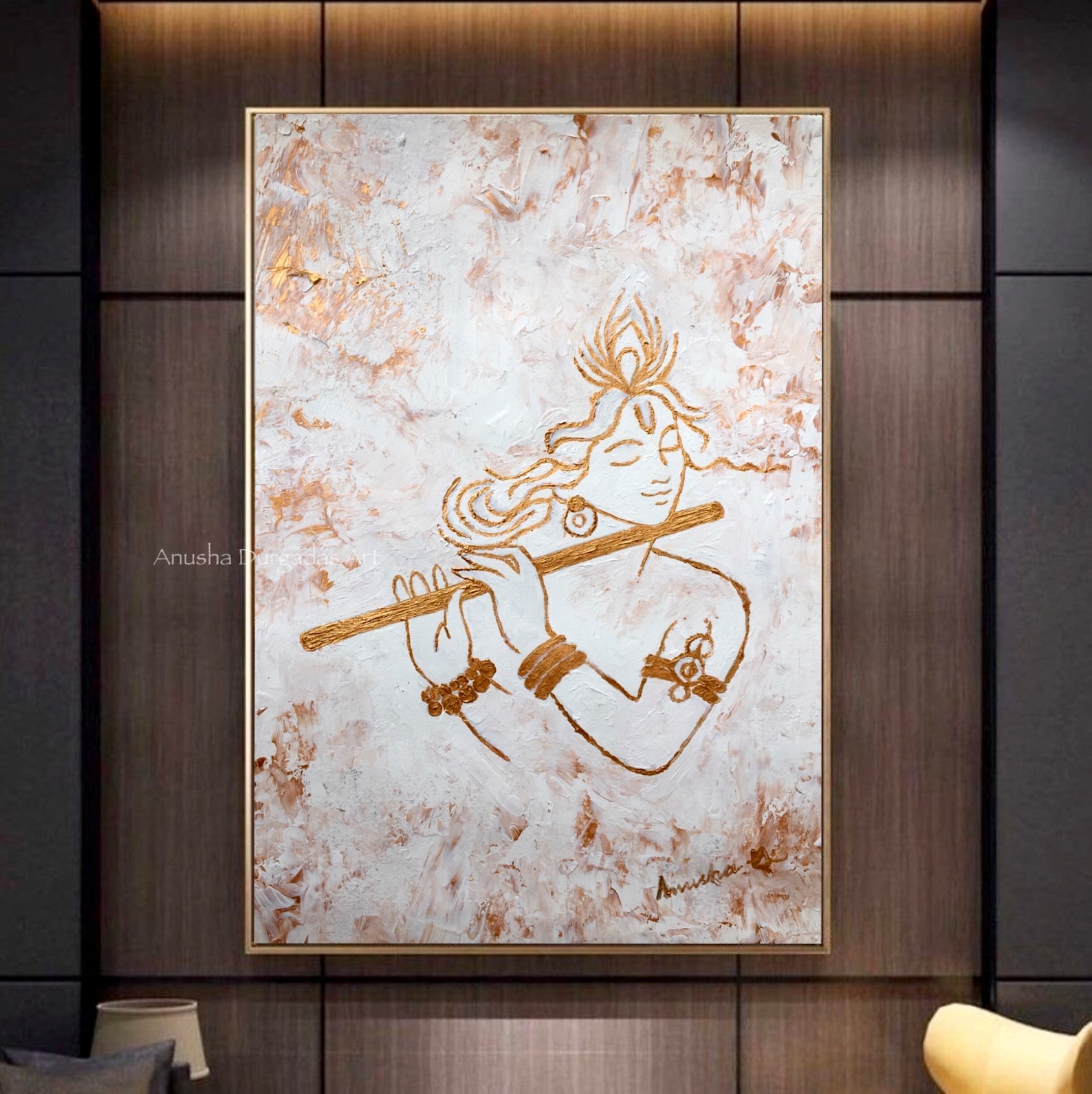 Abstract Krishna Painting | Gold Highlight Acrylic Indian Art - Etsy