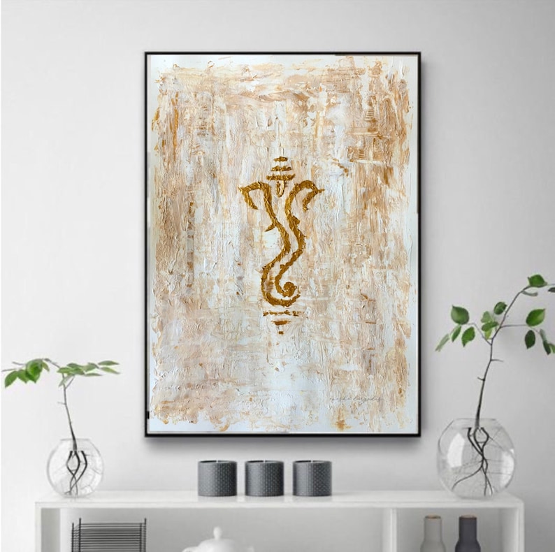 Textured Ganesha Painting | Indian Wall Decor | Minimalist Wall Art ...