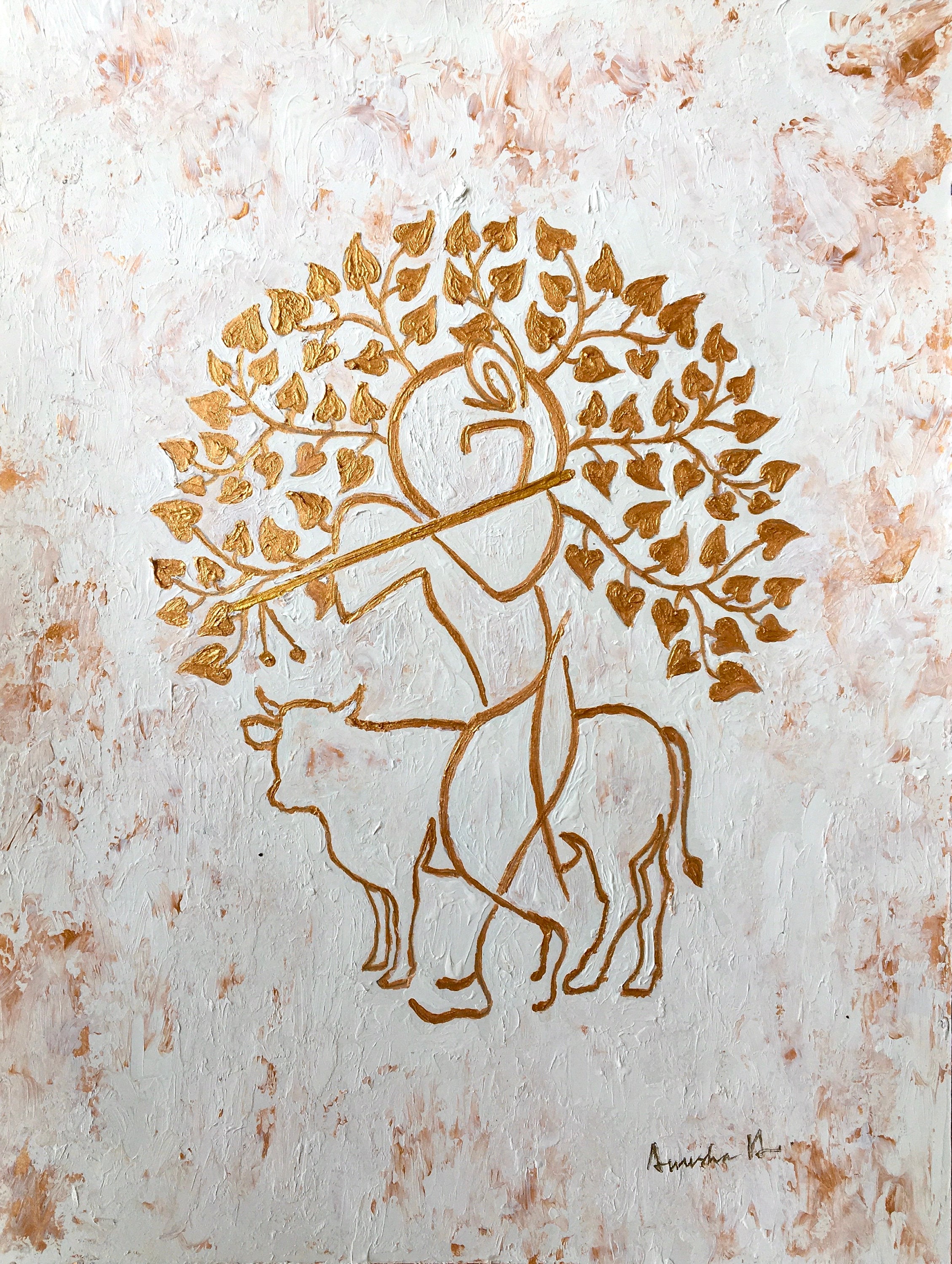 Modern Krishna Abstract Painting Original Indian Art Radha Krishna ...