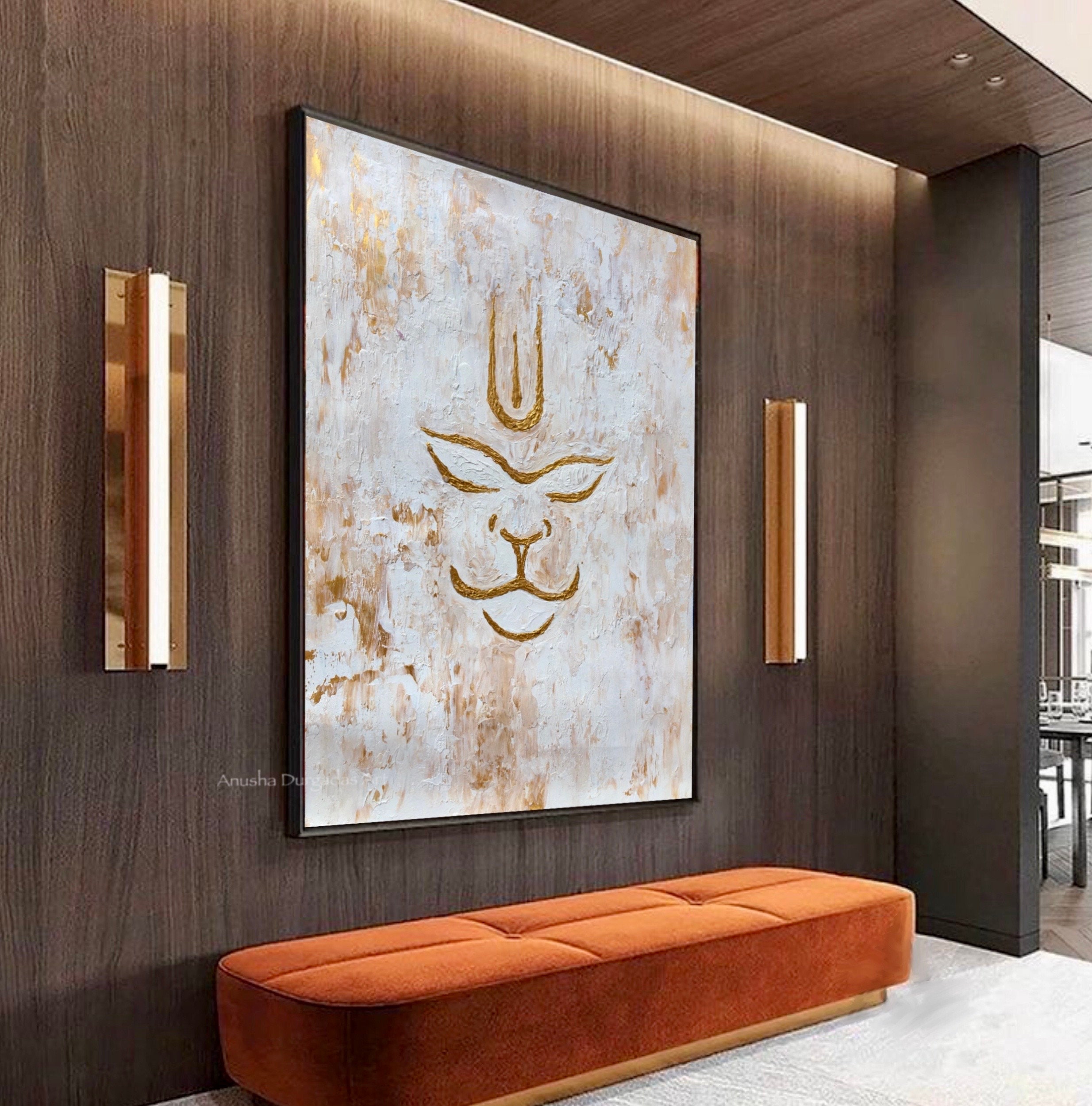 Lord Hanuman Abstract Canvas Painting | Handmade Canvas Painting ...