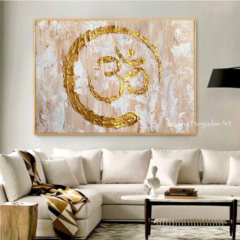 Large Abstract OM Painting Indian Wall Decor Modern - Etsy