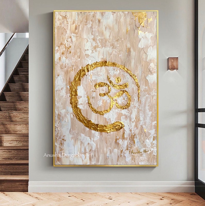 Large Abstract OM Painting Indian Wall Decor Modern - Etsy