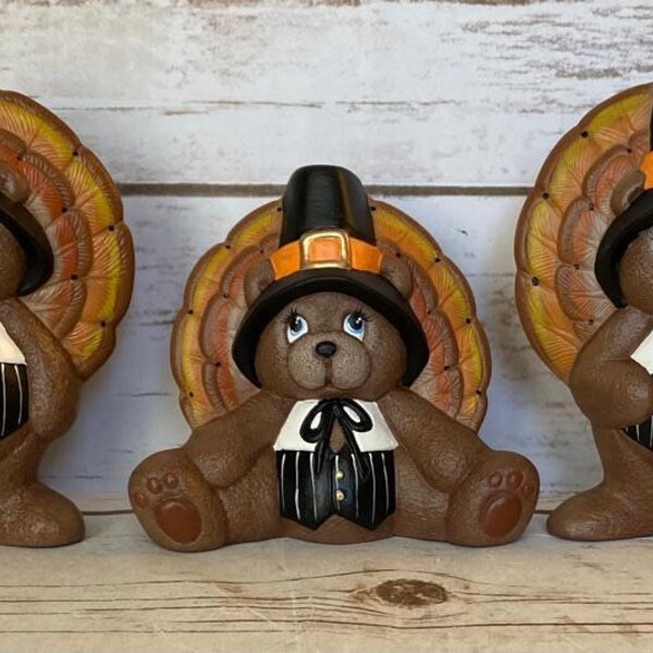 Ceramic Thanksgiving Bears - Etsy