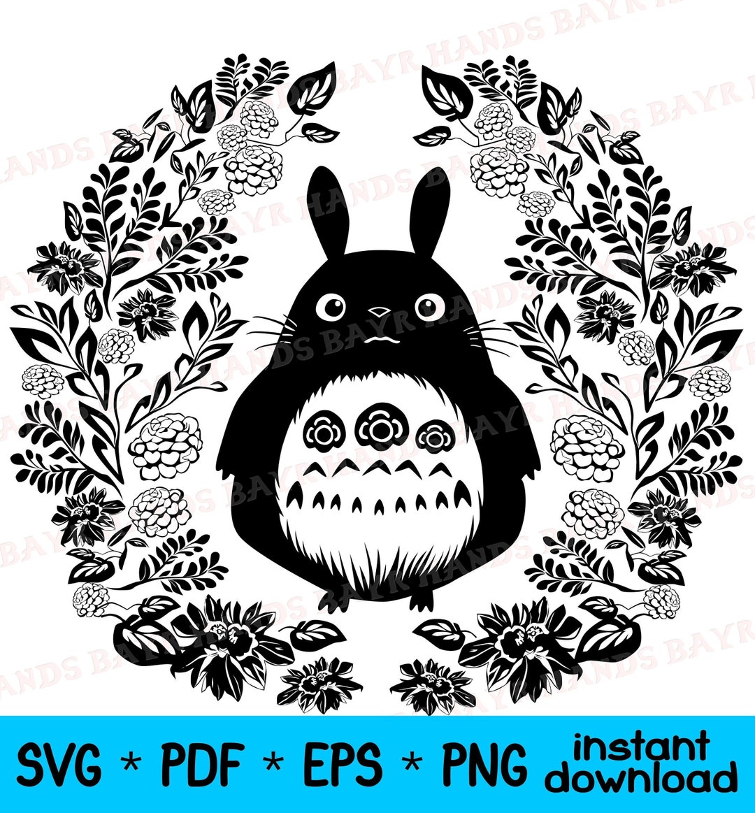 Fantasy Anime Cat Jingdezhen Porcelain SVG PDF PNG Zip File Totoro ...