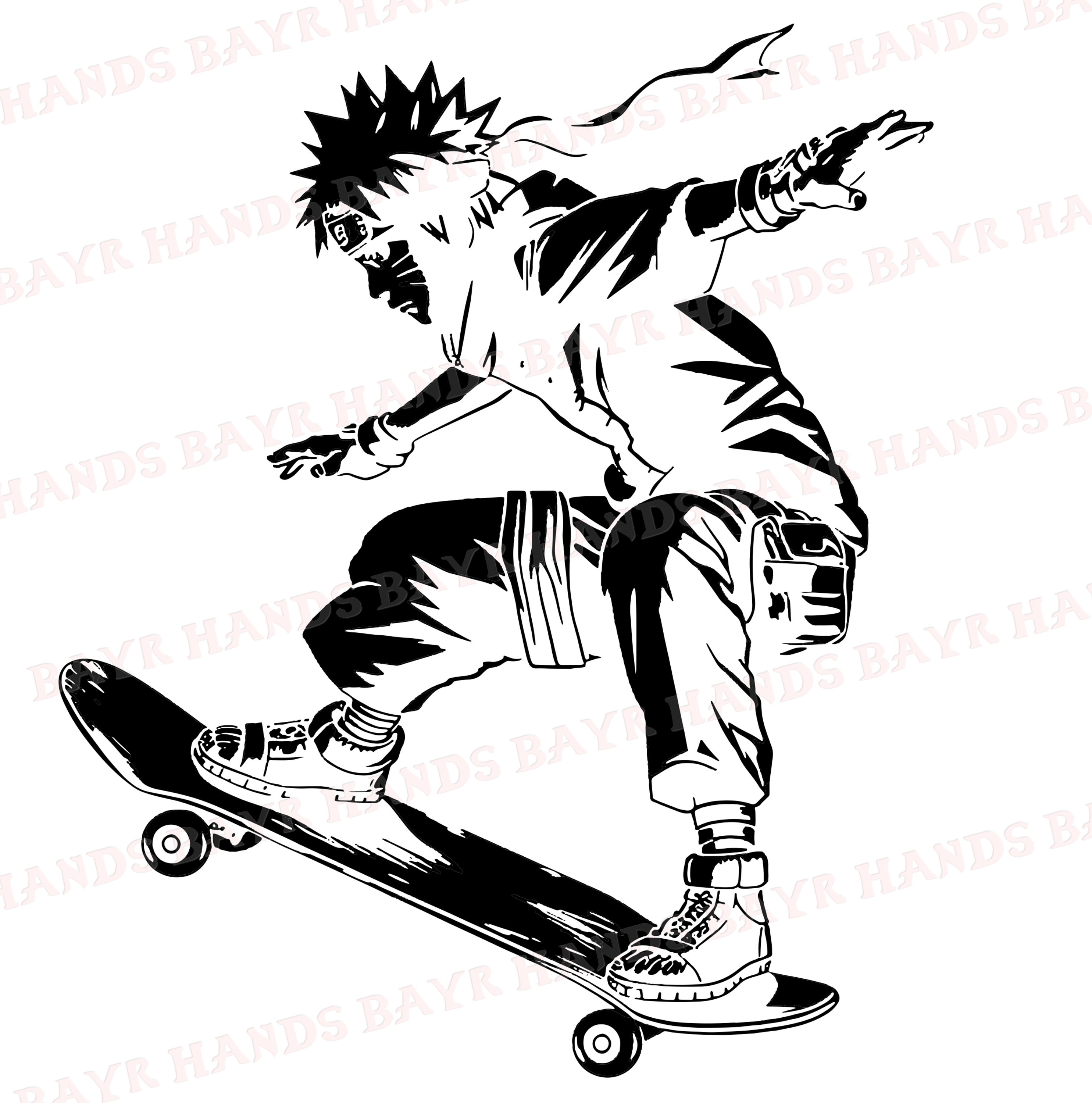 Anime 5-0 Skateboard Vector Na Ruto Inspired Fan Art Digital Graphic ...