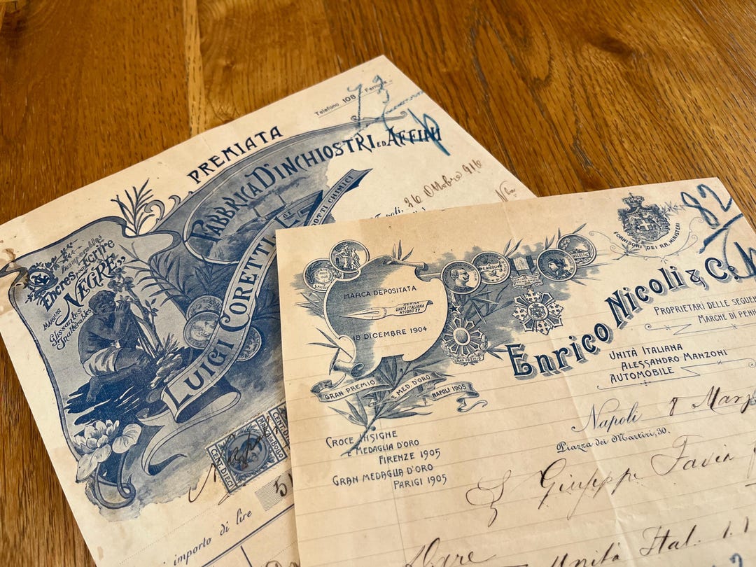 Two Antique Italian Receipts (bari, 1916 & Napoli, 1906) - Etsy