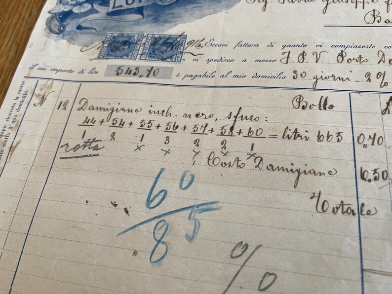 Two Antique Italian Receipts (bari, 1916 & Napoli, 1906) - Etsy