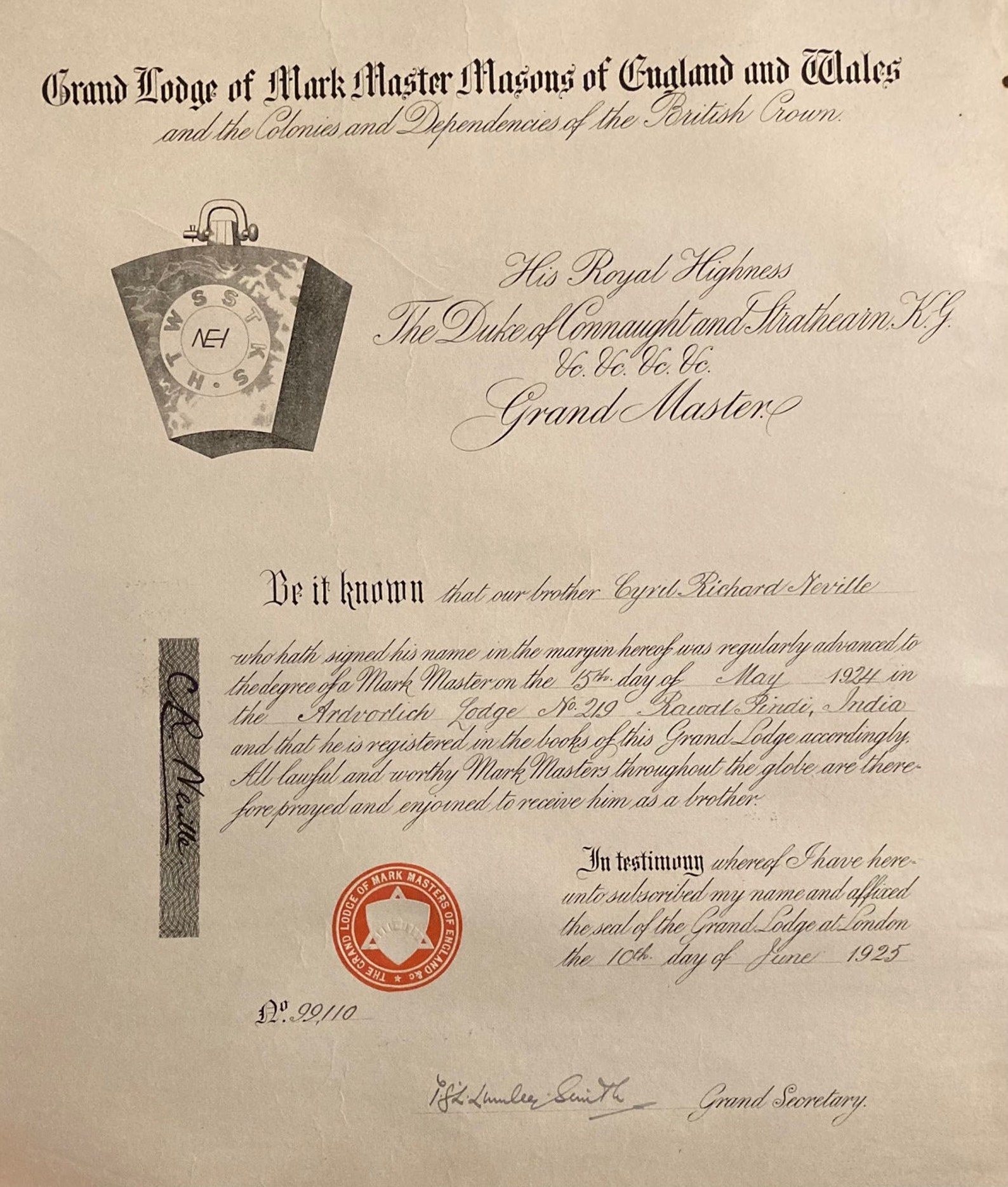 Masonic Certificates Relating to a Cyril R.N. Neville (grand Master) - Etsy