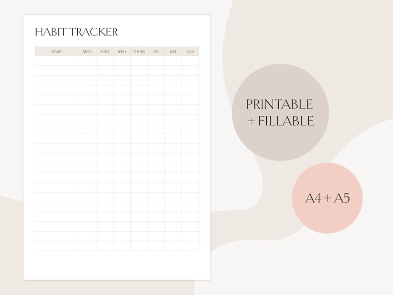 Printable Habit Tracker Monthly Goals Weekly Fillable - Etsy