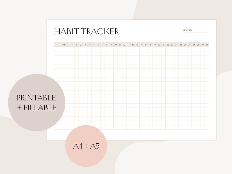 Printable Habit Tracker Monthly Goals Weekly Fillable - Etsy