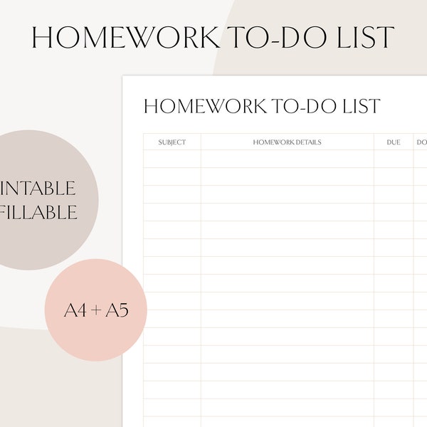 Printable Homework Planner - Etsy