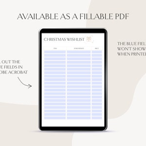 Printable Christmas List, Fillable Christmas Gift Ideas, Christmas ...