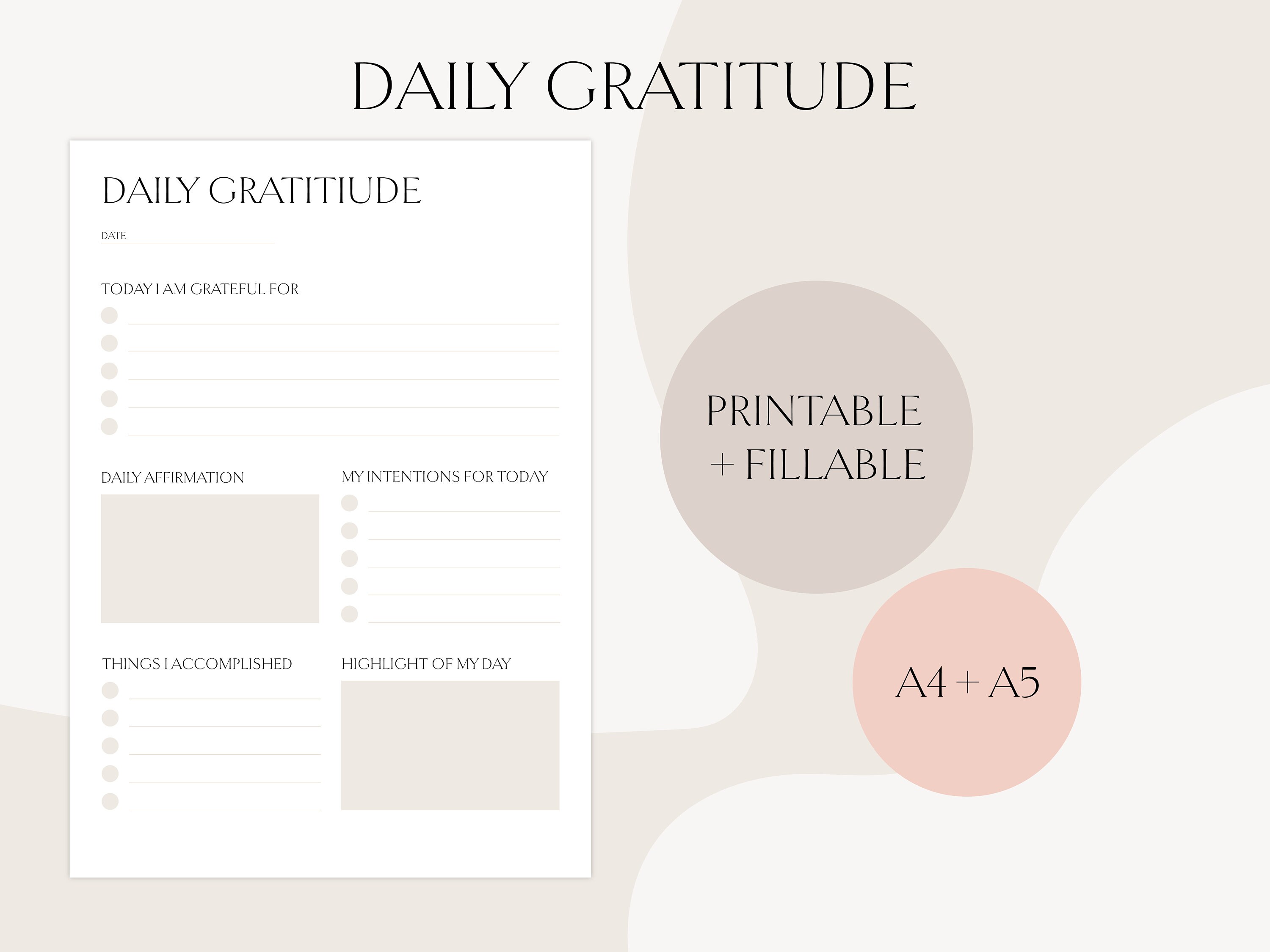 Printable Daily Gratitude Planner, Daily Reflection, Fillable Planner ...