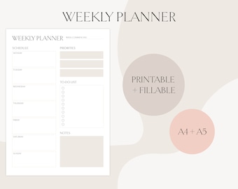 Printable Daily Planner, Fillable Planner, Instant Download, Digital ...