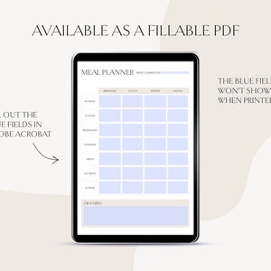 Printable Weekly Meal Planner, Fillable Planner, Shopping List, Instant ...