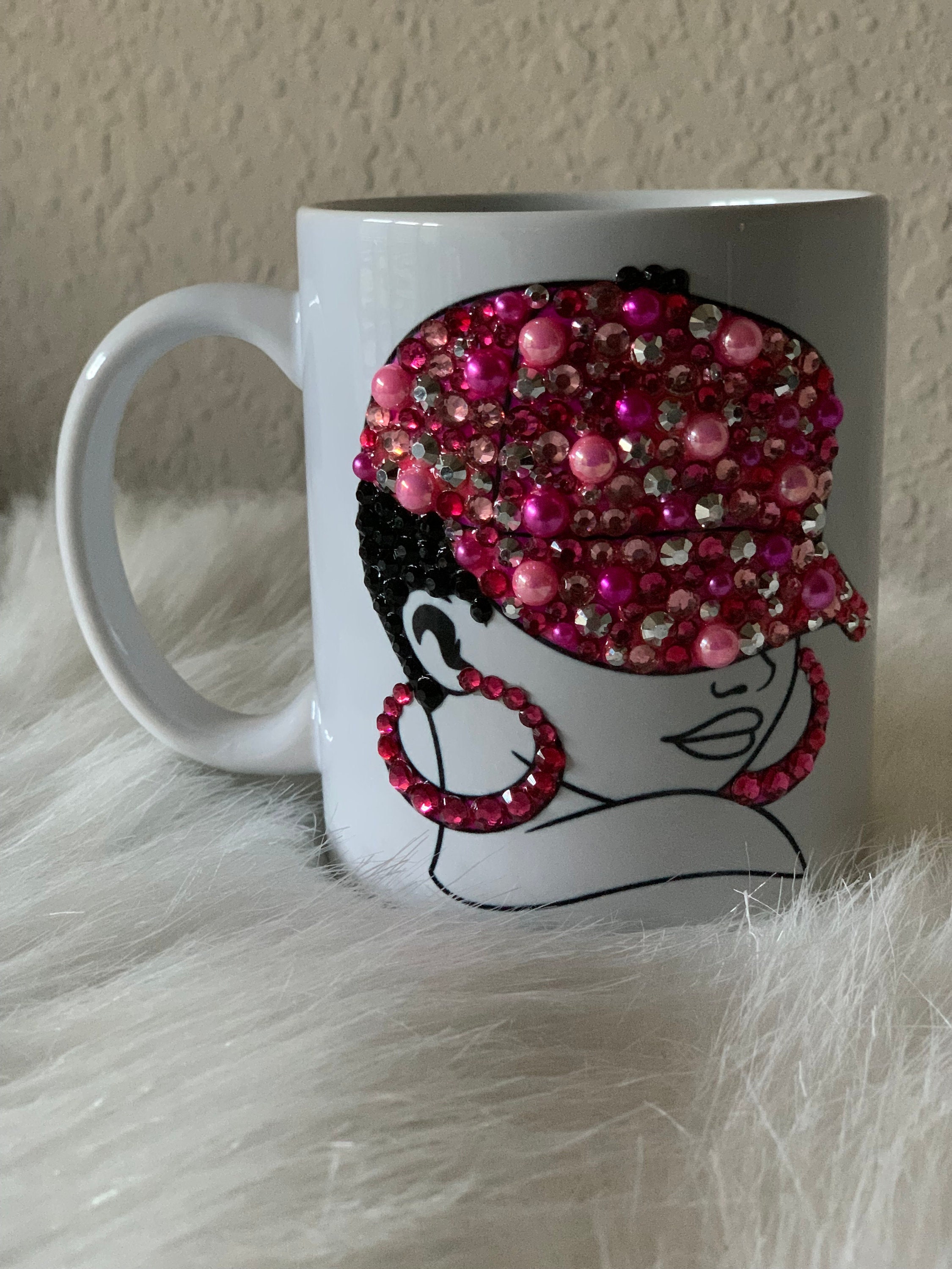 Mug, Bling Mug, Cup, Resin and Glass Rhinestones, Ceramic Mug, Coffee ...