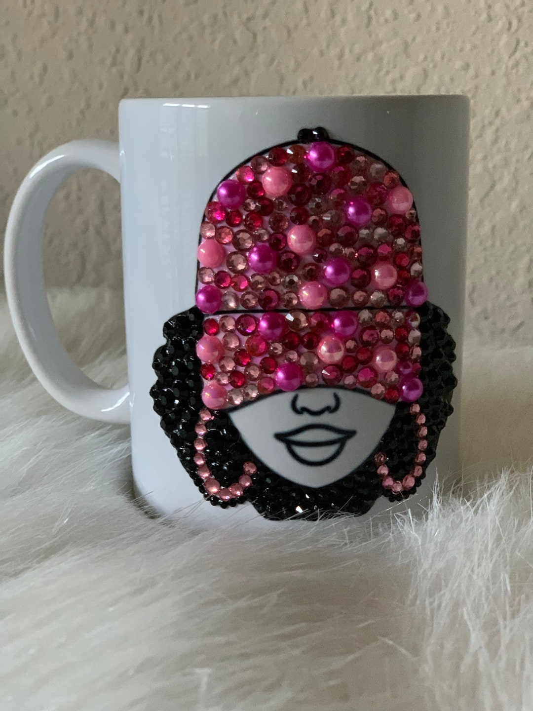 Mug, Bling Mug, Cup, Resin and Glass Rhinestones, Ceramic Mug, Coffee ...