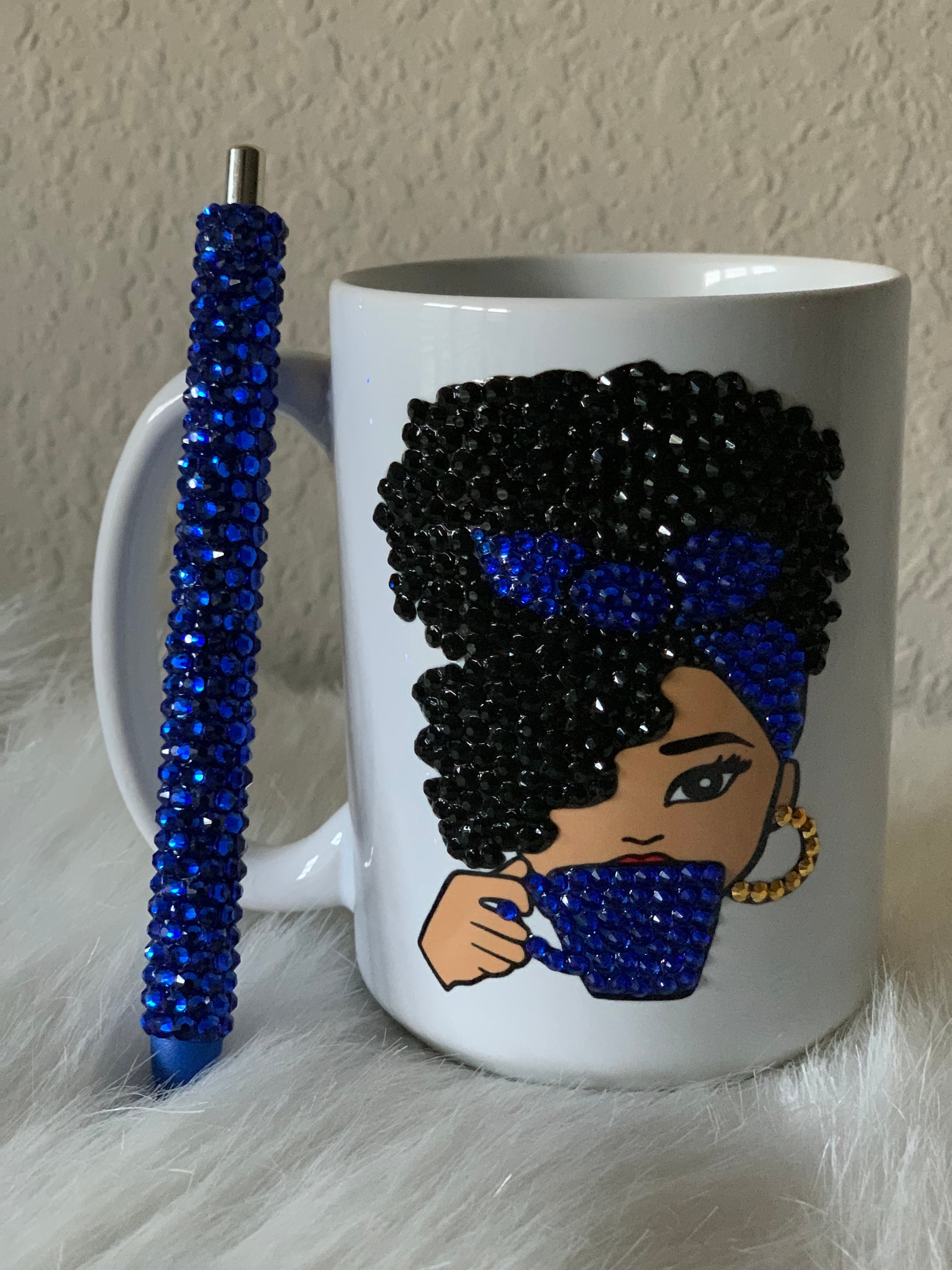 Rhinestone Ceramic Mug Gift Set, Bling Pen, Handmade Drinkware - Etsy