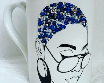 Mug, Bling Mug, Cup, Rhinestone Mug, Glass Rhinestones, Ceramic Mug ...