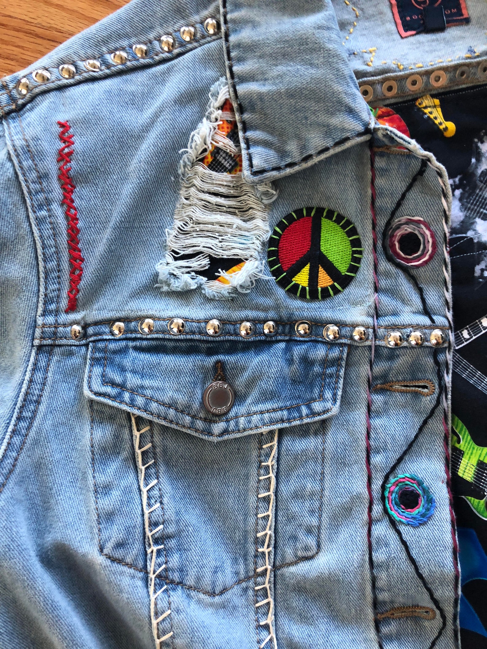 90's Rock Jean Jacket Ozzy Osbourne | Etsy