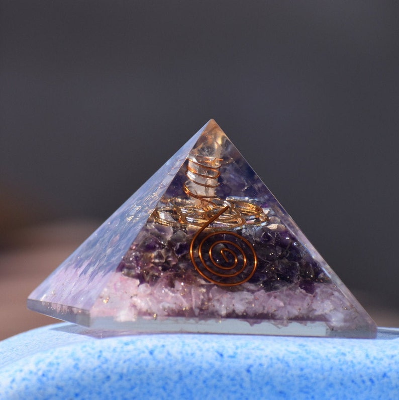 Rose Amethyst Crystal Orgonite Pyramid Flower of Life Energy - Etsy