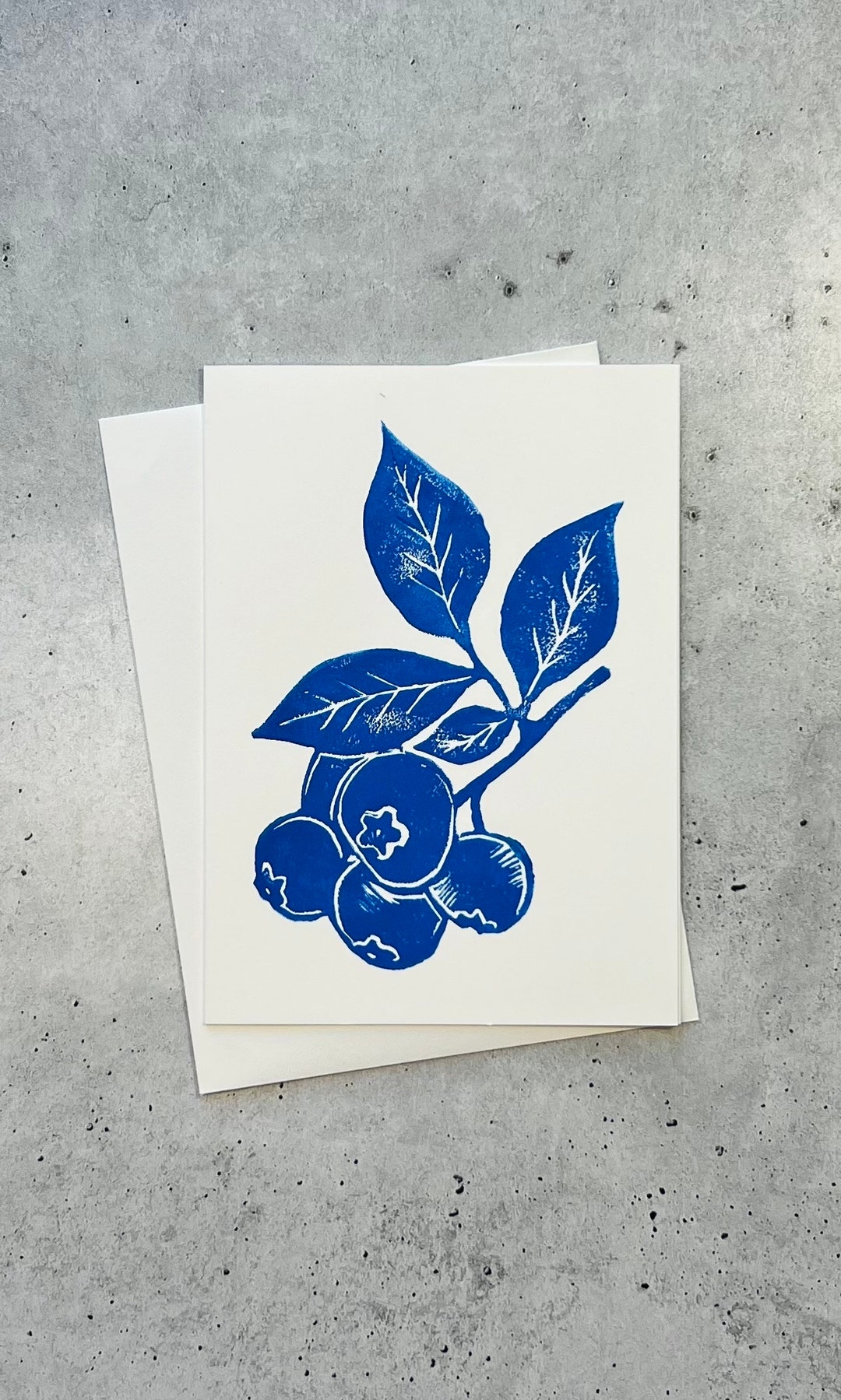 Maine Blueberry Greeting Card | Hand Printed Blank Card - Etsy