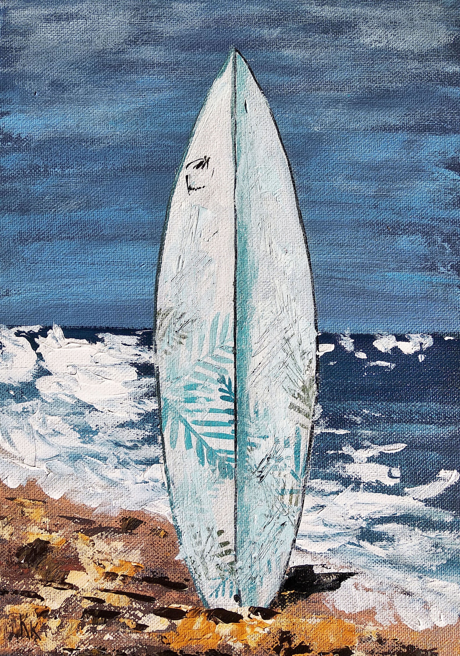 Surfboard Painting Original Art Beach Wall Art Huntington | Etsy