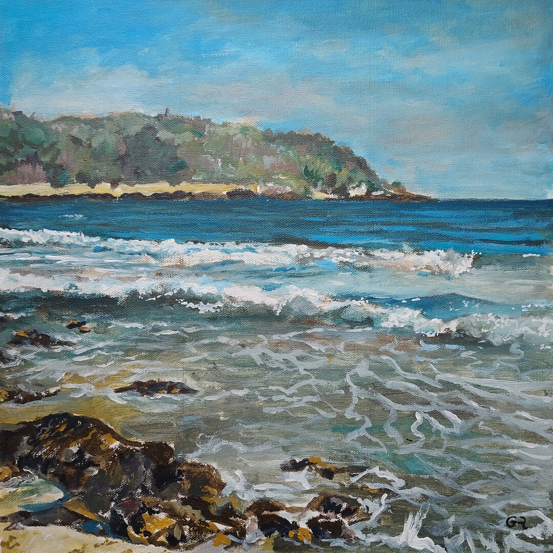 Watching the Tide Come in at Castle Beach, Falmouth Original Cornish ...