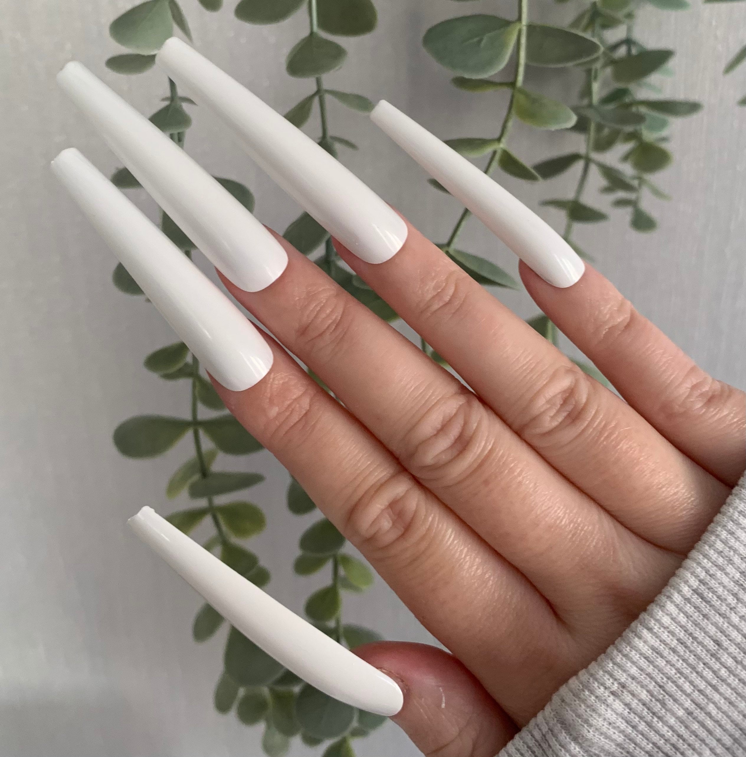 White 3XL False Press on Nails - Etsy