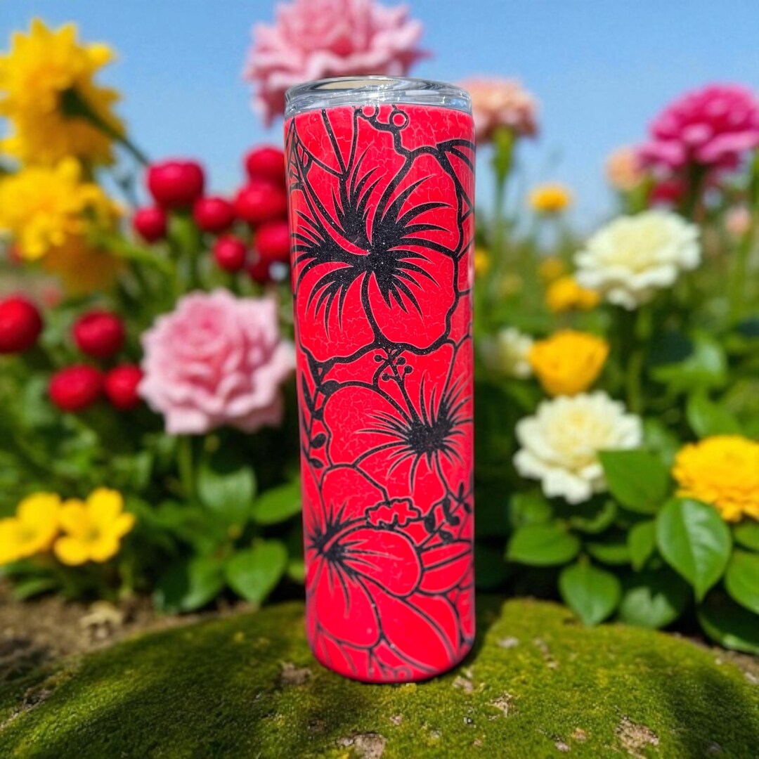 3D Glitter 30oz Peek A Boo Flowers Wood Grain Tumbler - Etsy