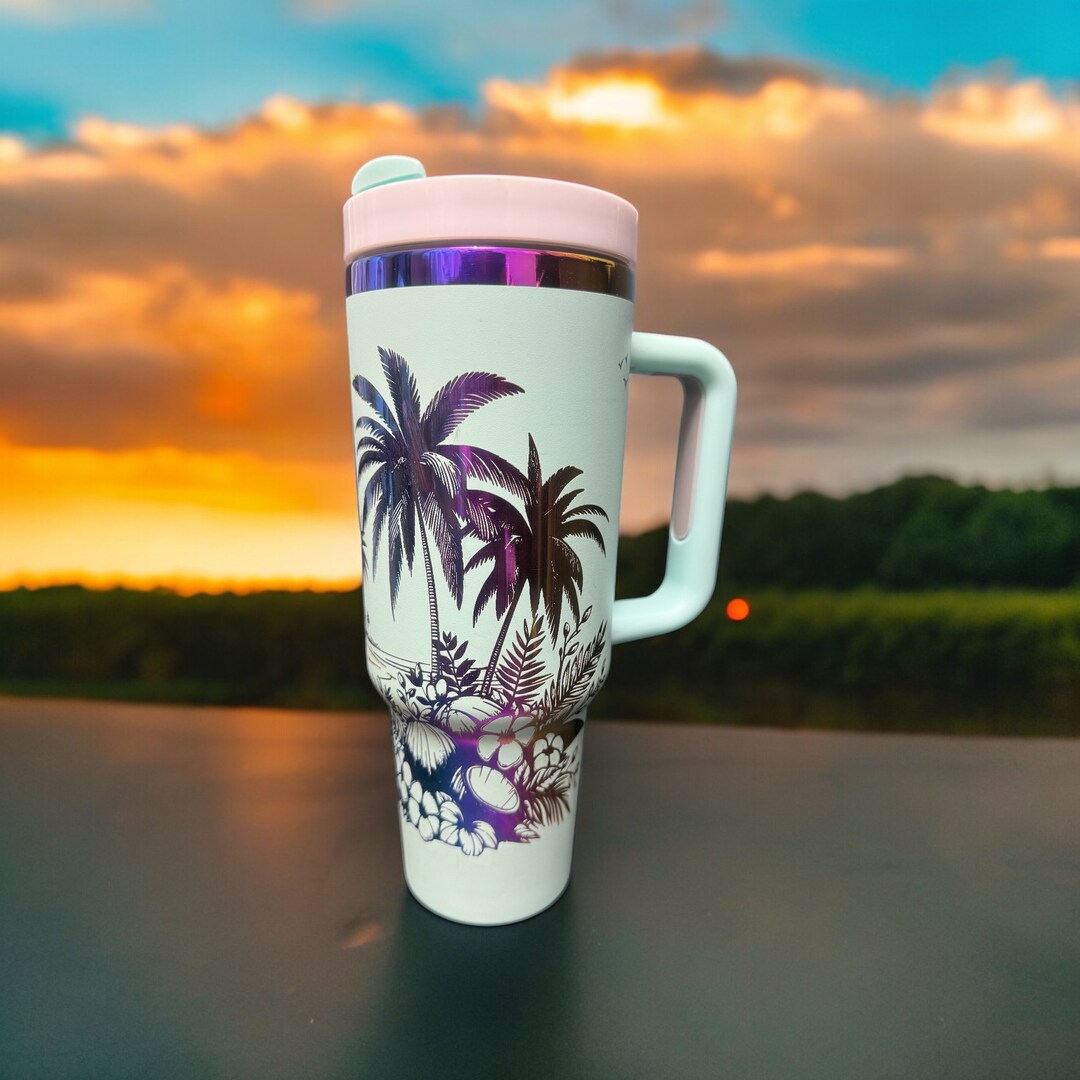 40oz Laser Engraved Beach Themed Tumbler - Etsy