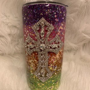3D Crystal Cross Embellished Tumblers - Etsy