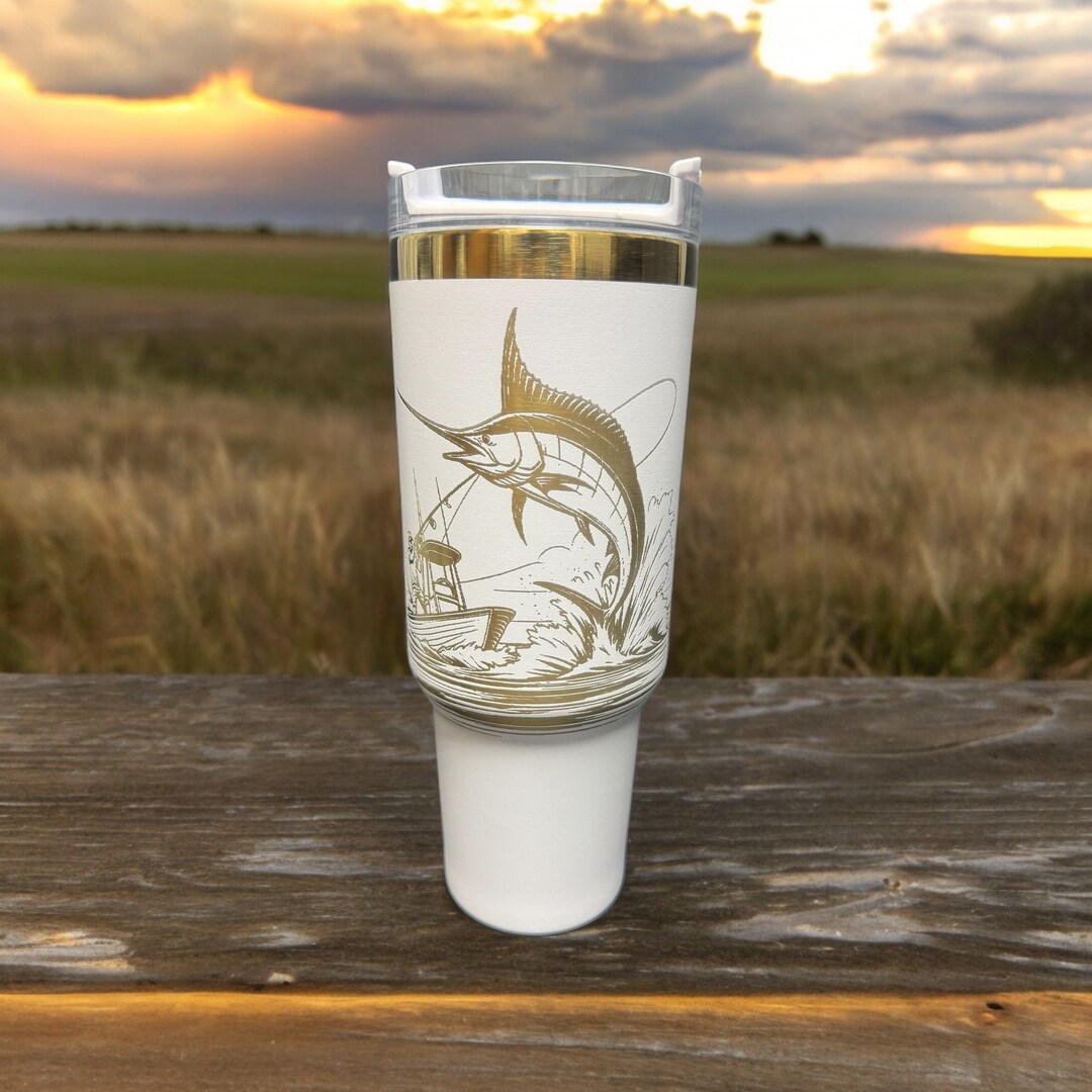 40oz Laser Engraved Fishing Themed Tumbler - Etsy