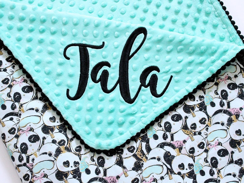 Panda Bear Personalized Blanket Monochrome Crib Bedding Baby | Etsy