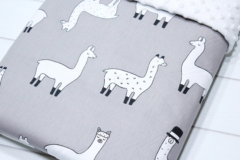 Monochrome Llama Personalized Blanket Alpaca Stroller | Etsy