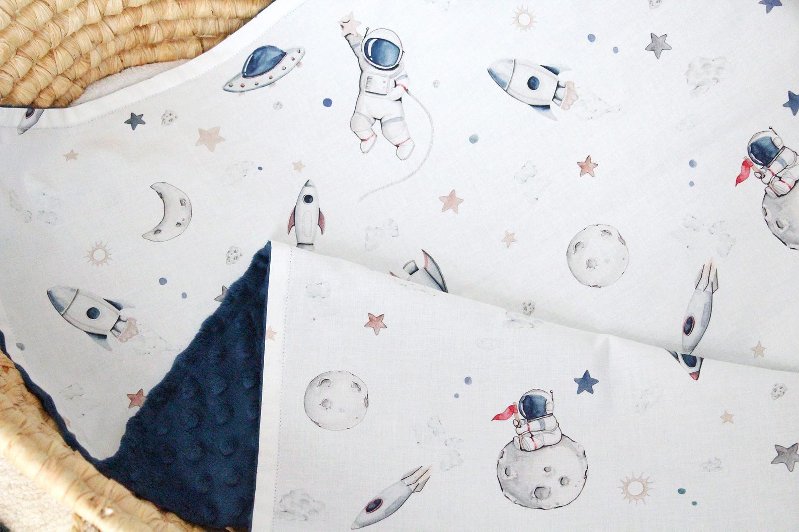 Rocket Baby Boy Blanket, Astronaut Nursery Bedding, Spaceship ...