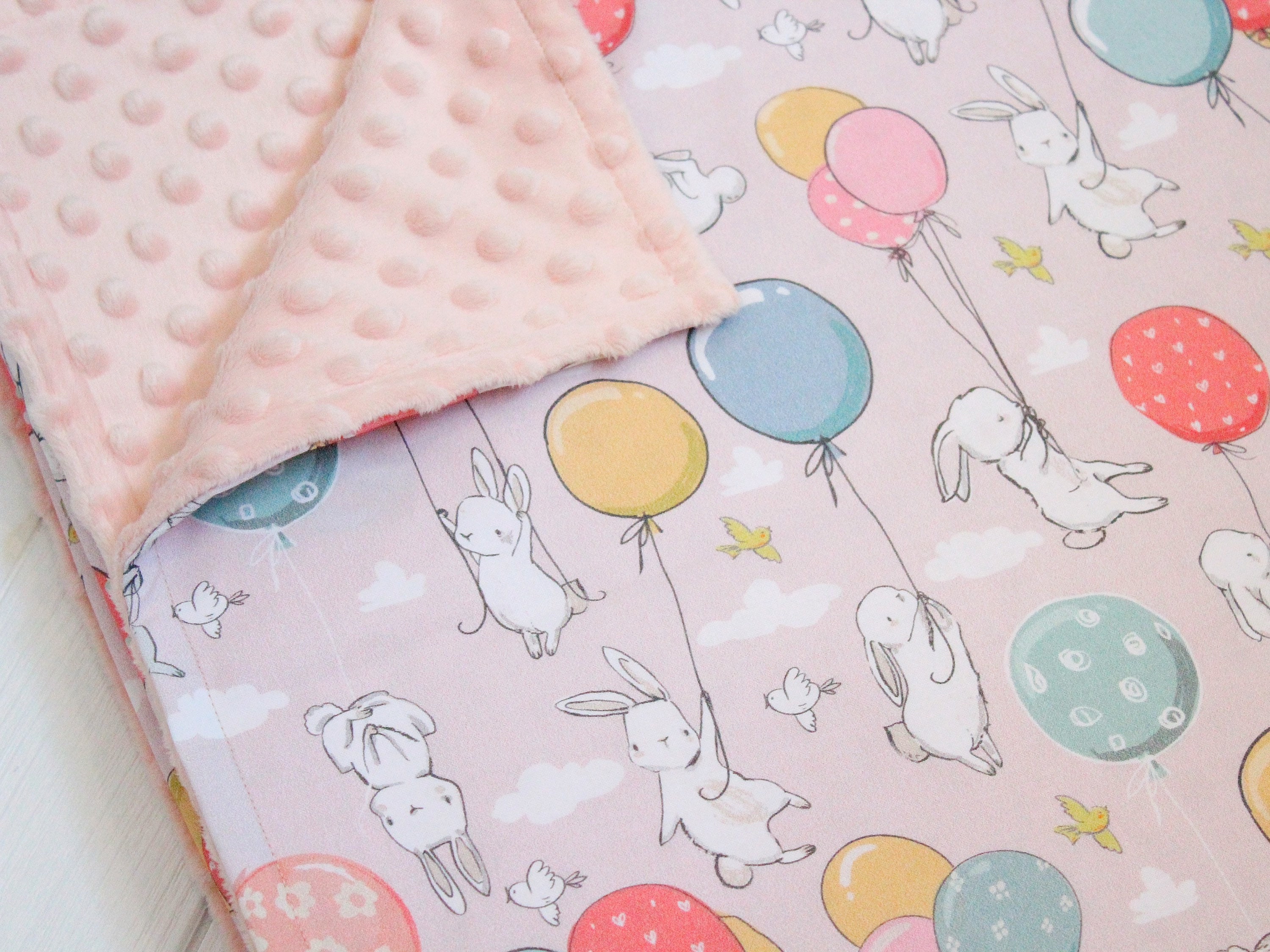 Bunny Baby Blanket Bunny With Balloons Personalized Blanket | Etsy