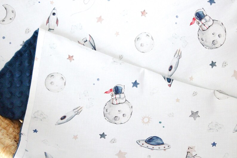Rocket Baby Boy Blanket, Spaceship Minky Lovey, Astronaut Nursery ...