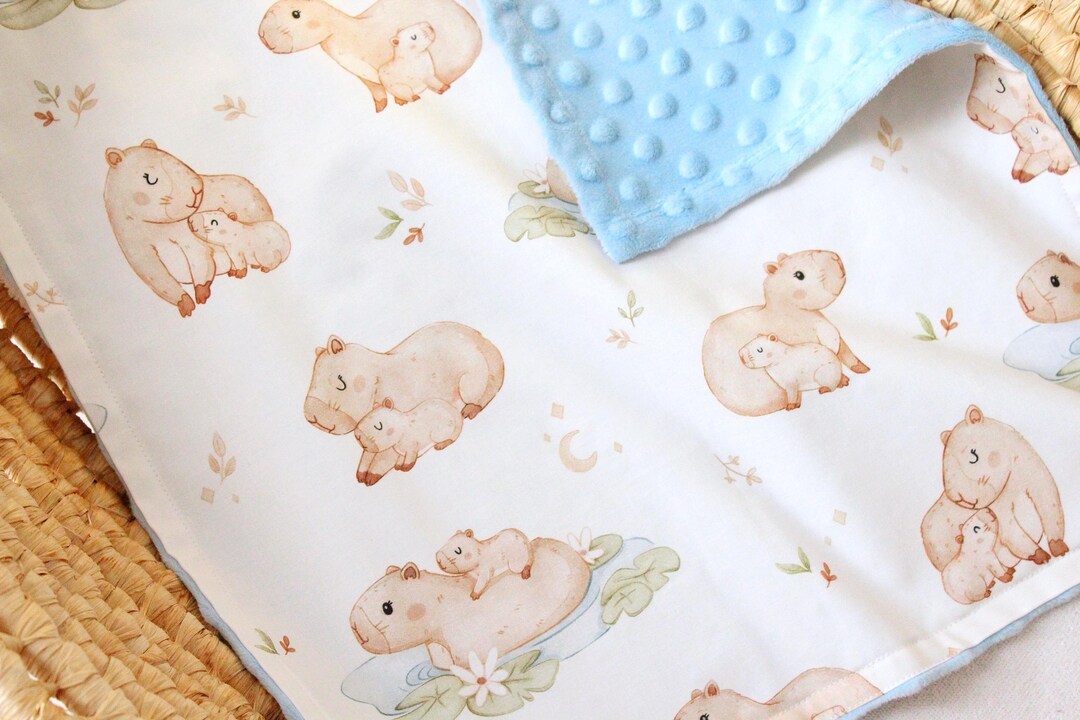 Capybara Baby Blanket, Mommy and Baby Capybara Personalized Blanket ...