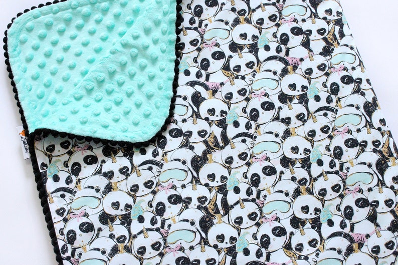Panda Bear Personalized Blanket Monochrome Crib Bedding Baby | Etsy