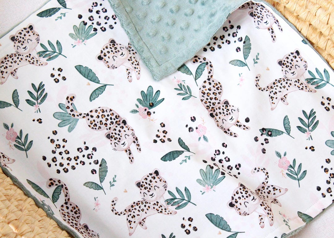 Leopard Personalized Baby Blanket, Tropical Nursery Bedding, Jungle ...