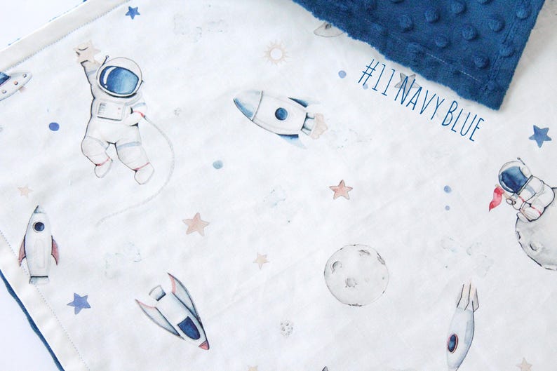 Rocket Baby Boy Blanket, Astronaut Nursery Bedding, Spaceship ...