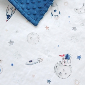 Rocket Baby Boy Blanket, Spaceship Minky Lovey, Astronaut Nursery ...