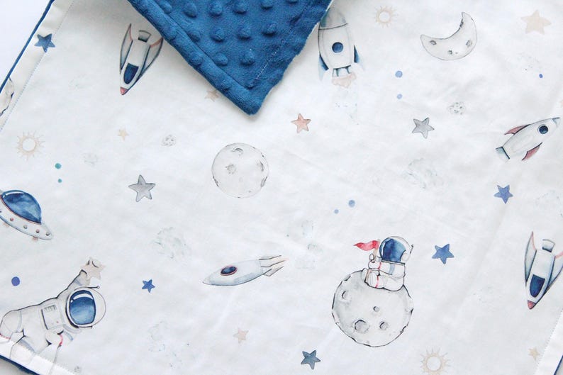 Rocket Baby Boy Blanket, Spaceship Minky Lovey, Astronaut Nursery ...
