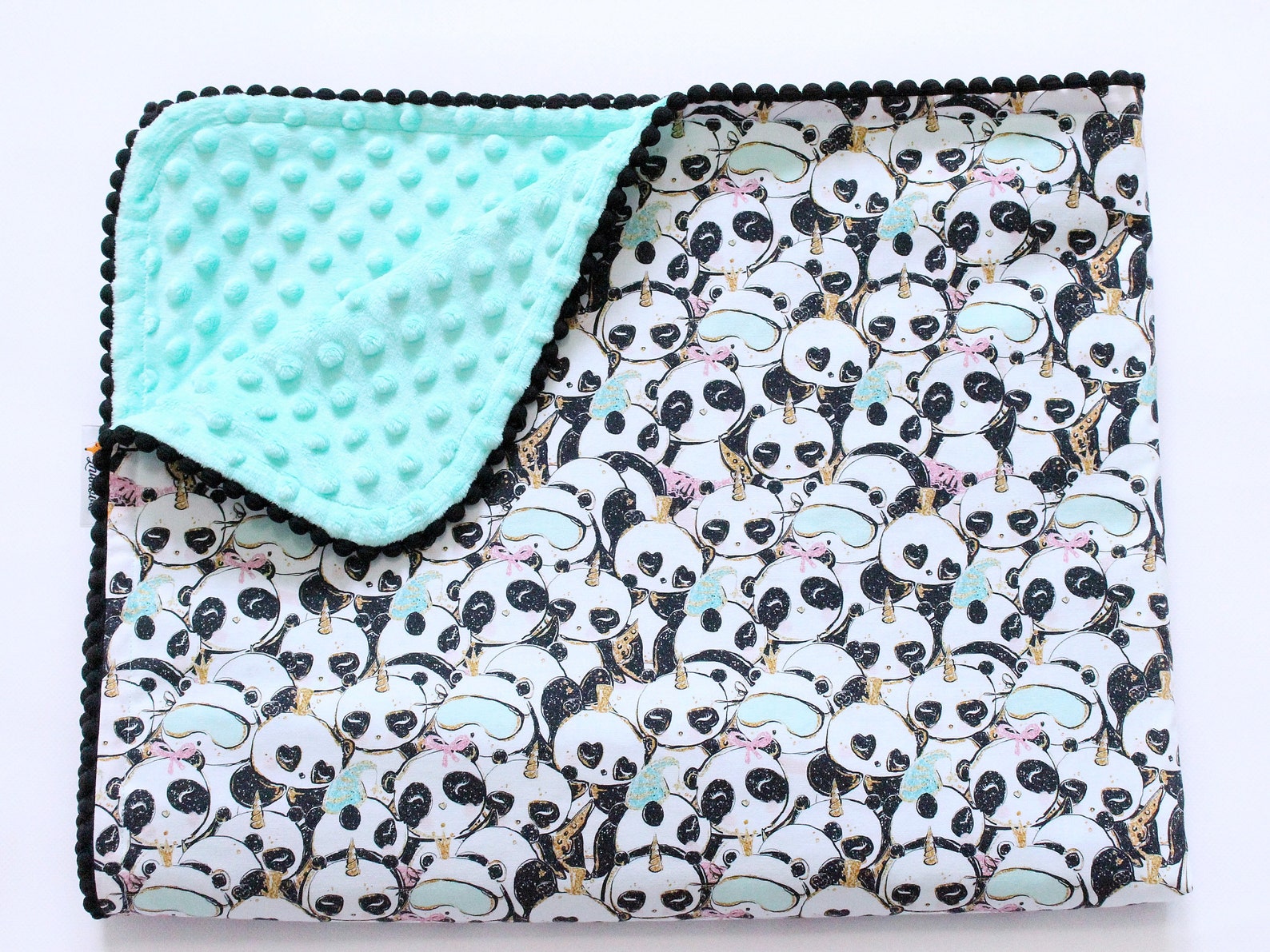 Panda Bear Personalized Blanket Monochrome Crib Bedding Baby | Etsy