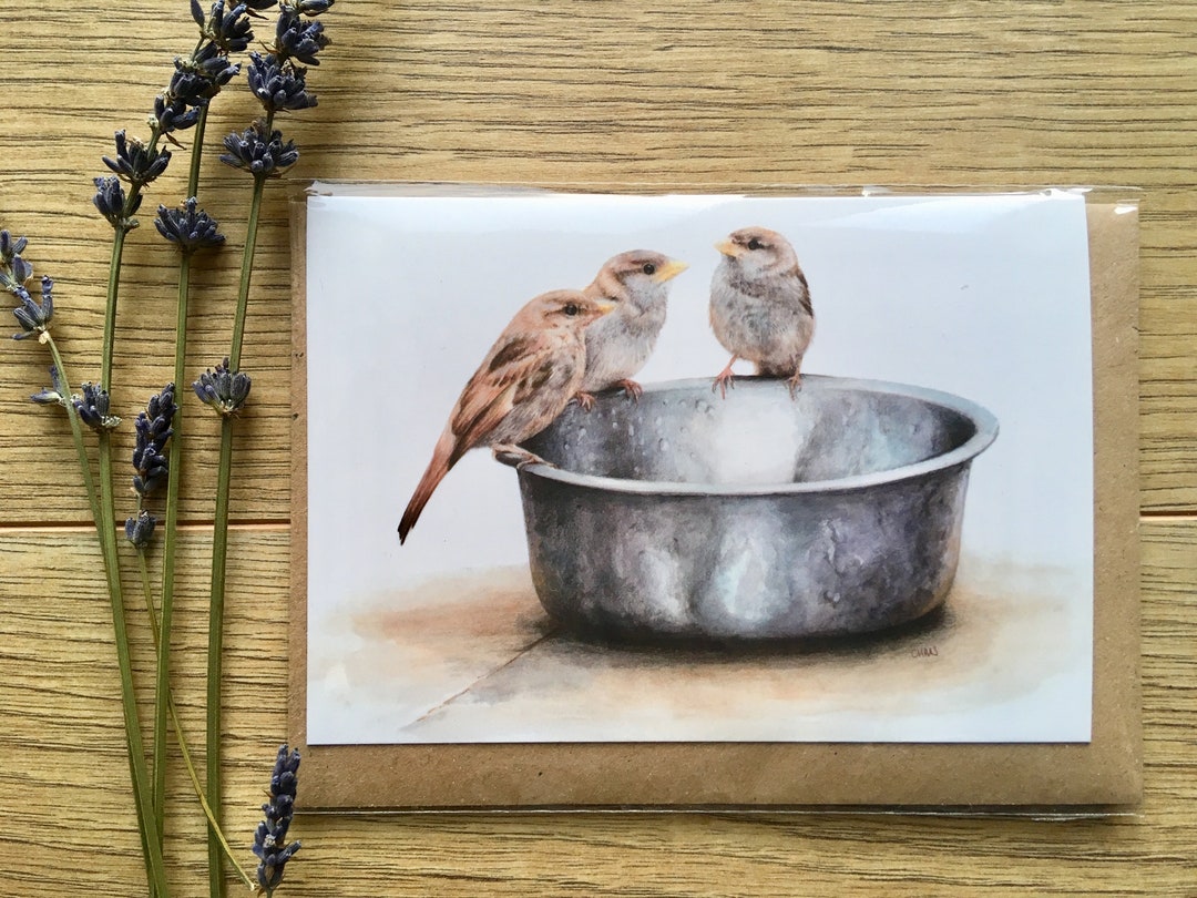 House Sparrow Card/greeting Cards/blank Greeting Cards/sparrow Painting ...