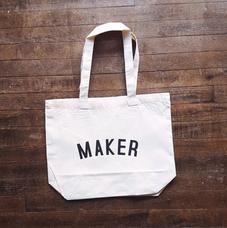 MAKER Bag // Tote Bag With Stitcher Logo // Fairtrade Organic - Etsy