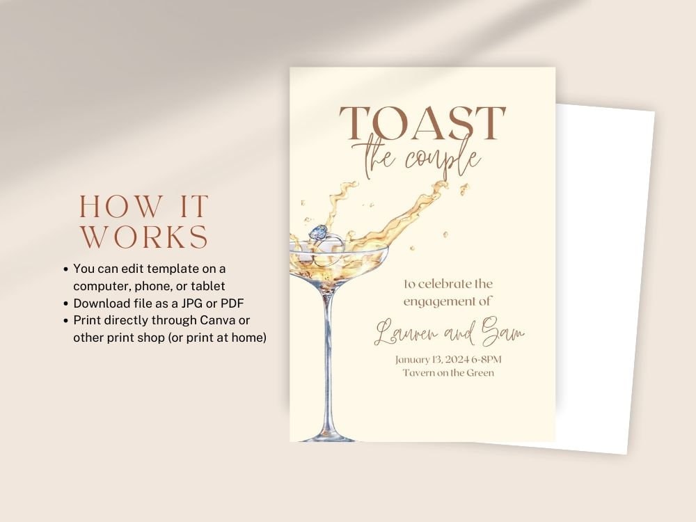 Toast the Couple Engagement Party Invitation | Elegant Engagement Party ...