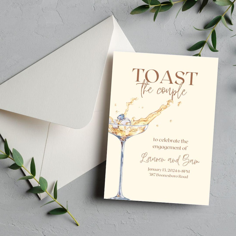 Toast the Couple Engagement Party Invitation | Elegant Engagement Party ...