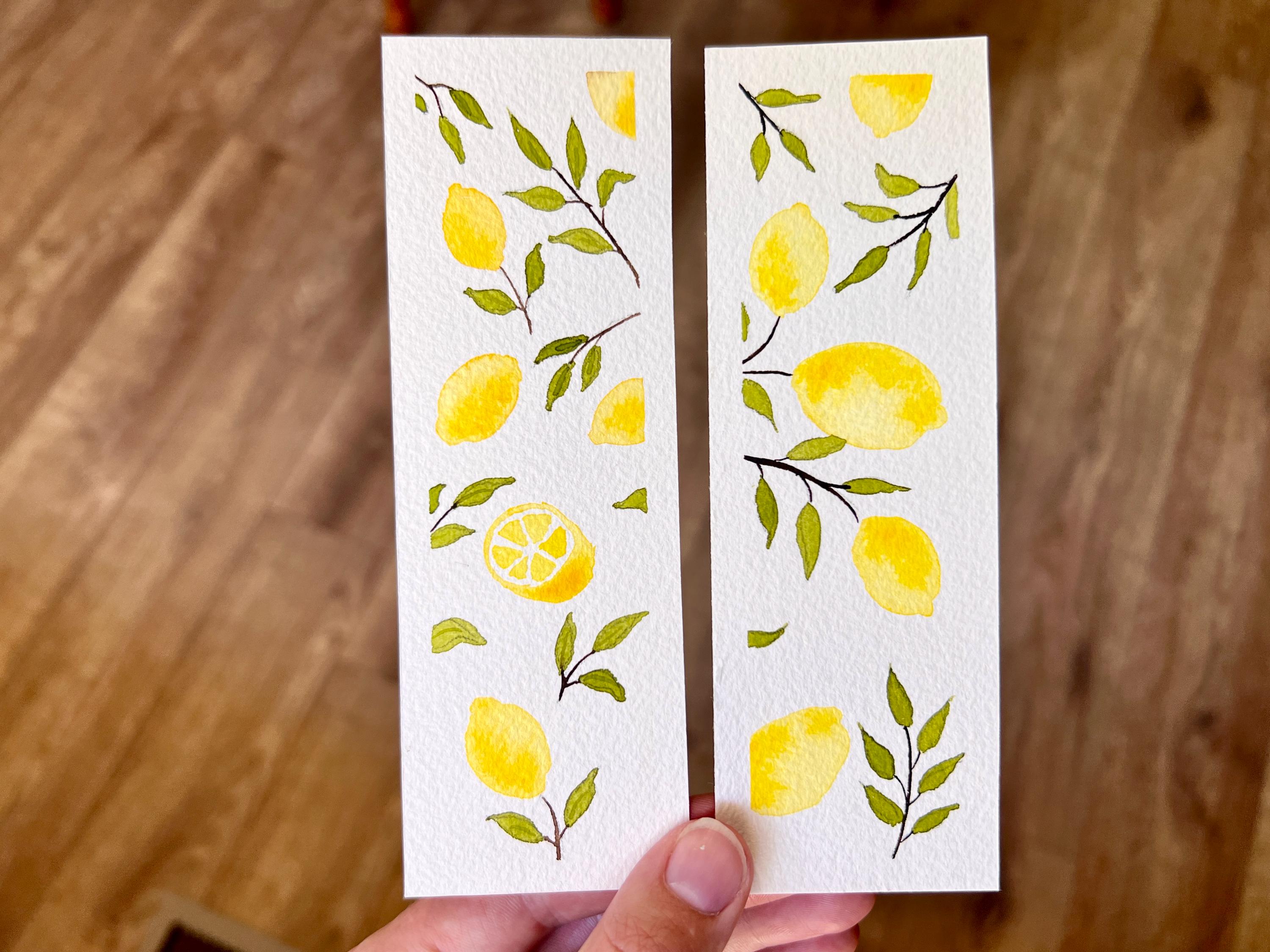SET of 2 Hand-painted Bookmarks, Lemon Bookmarks, Book Lover Gift - Etsy